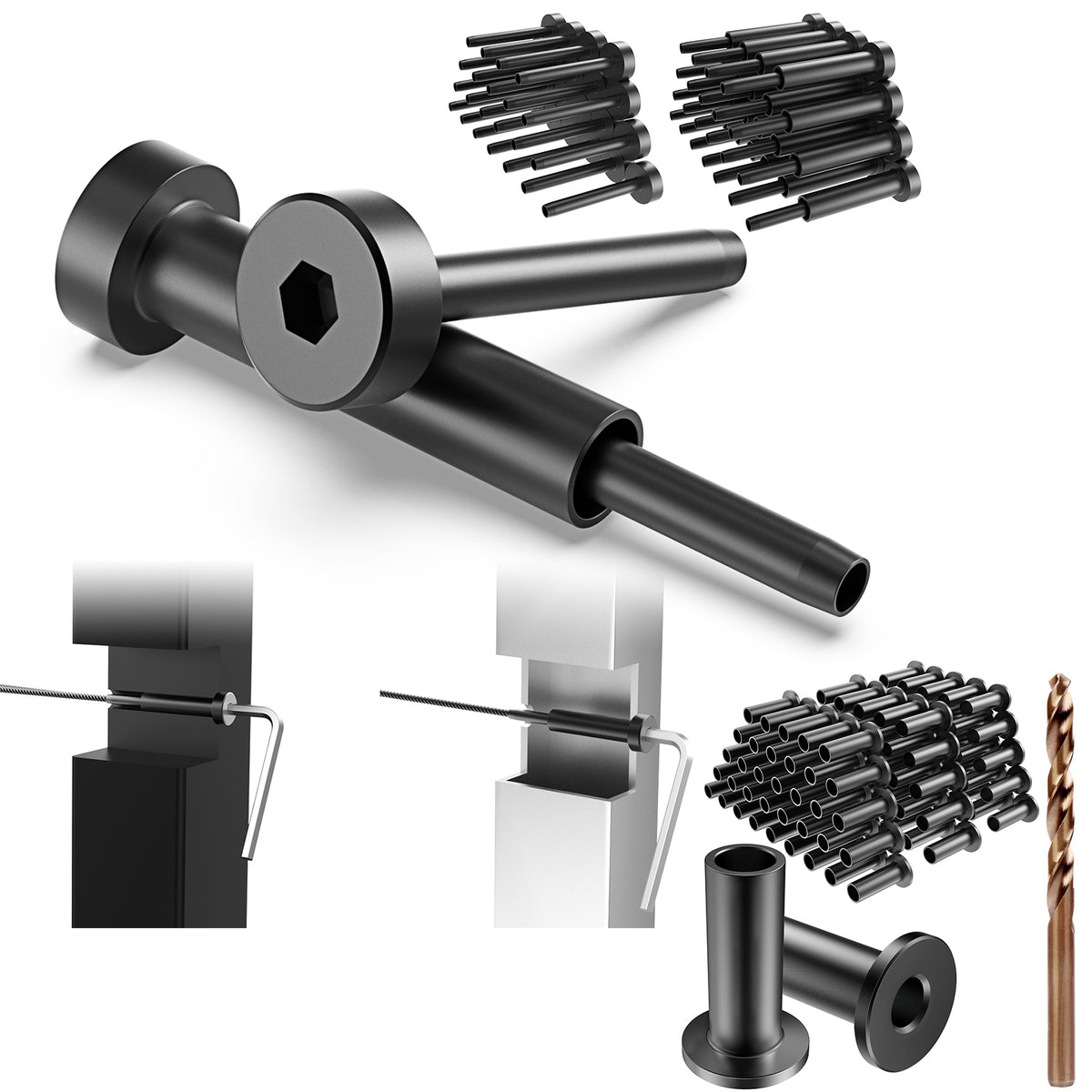 1/8" Black Invisible Cable Railing Kit|Blika Cable Railing Kit — BLIKA