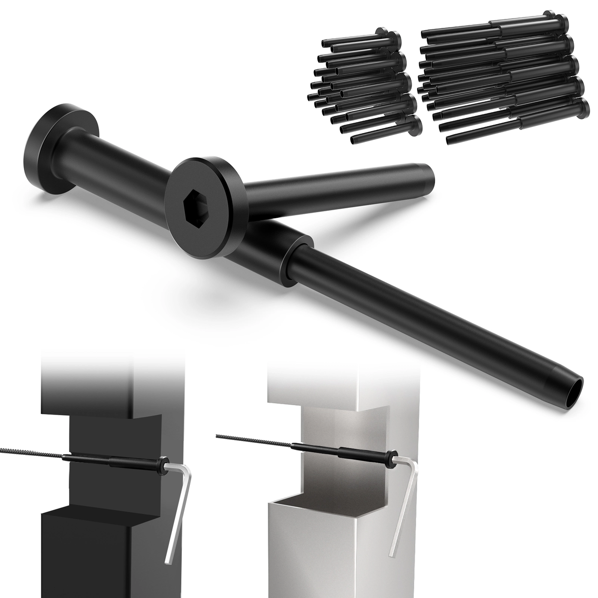 BLIKA 20 Pairs 4"x4" Cable Railing Kit with 1/8" Invisible Receiver an