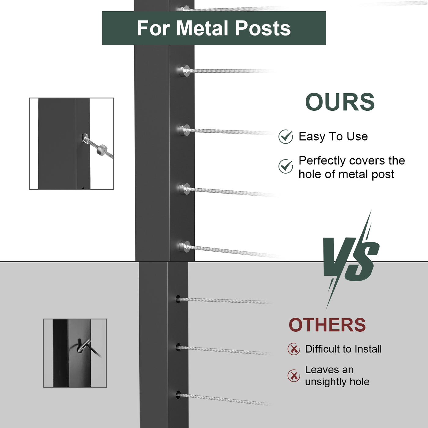 Corner Post Anchor Terminal | 1/8" T316 Stainless Steel Fitting | Cable ...