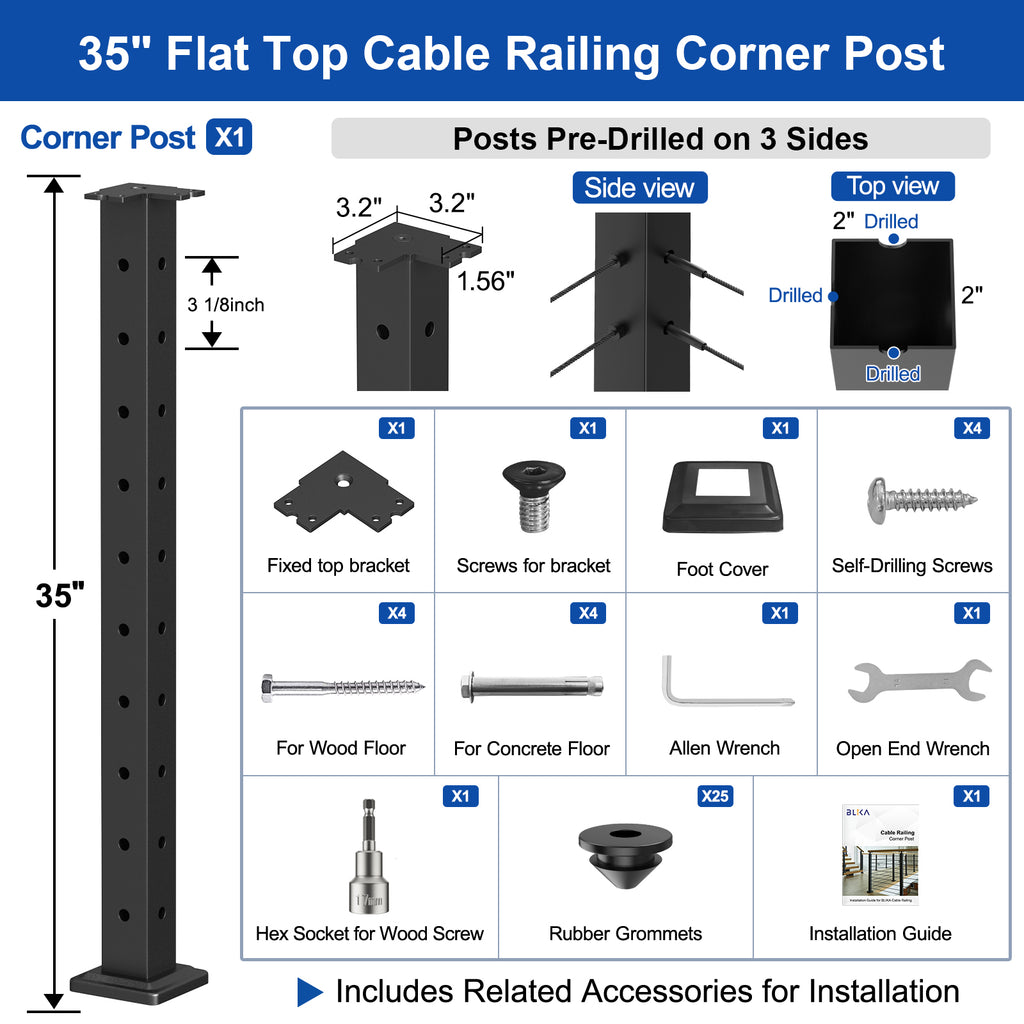 Blika Official Store | Metal Cable Railing Posts — BLIKA