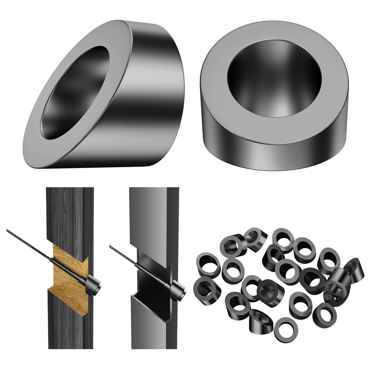 BLIKA Black Rectangular Cable Railing Handrail | Matte T304 Stainless ...