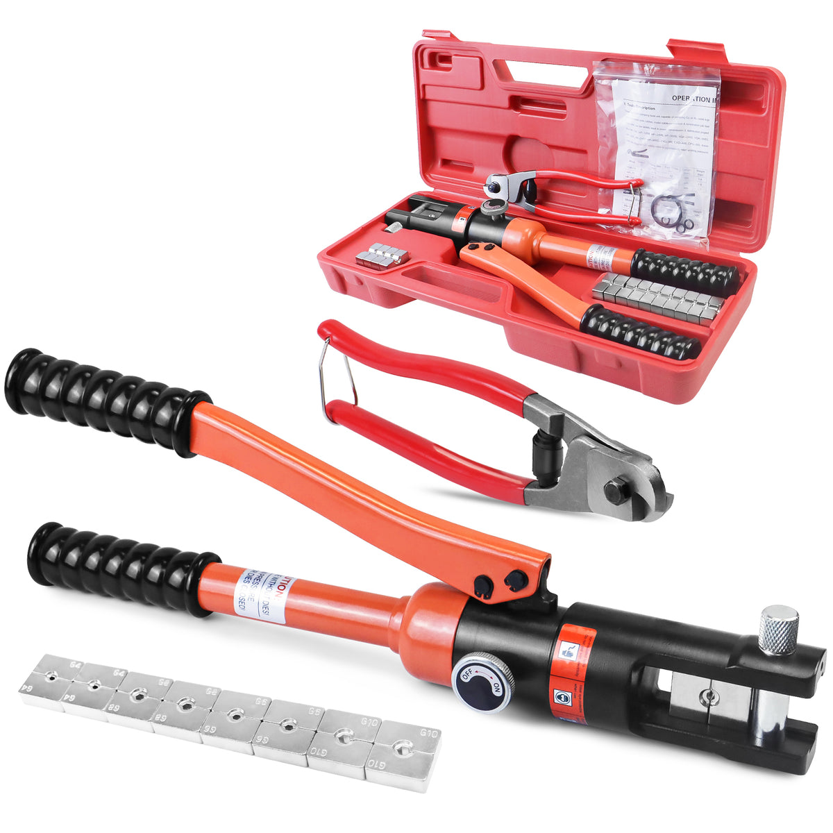 Hydraulic Cable Crimping Tool & Cutter Kit for 1/8" & 3/16" Wire Rope ...